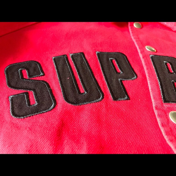 Supreme | Jackets & Coats | Supreme Snap Front Twill Jacket Red | Poshmark